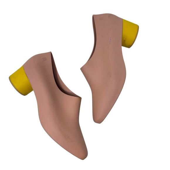 Melissa | Shoes | Melissa Mid Pink Rubber Clog Mules Heels Yellow Shoes ...